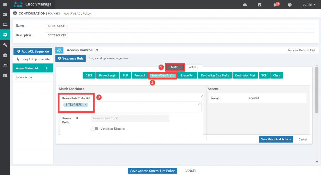 Cisco SD-WAN Localized Data Policy Policer