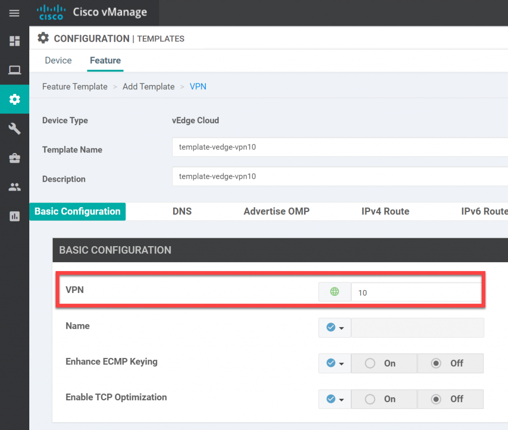 Cisco SD-WAN Service VPN