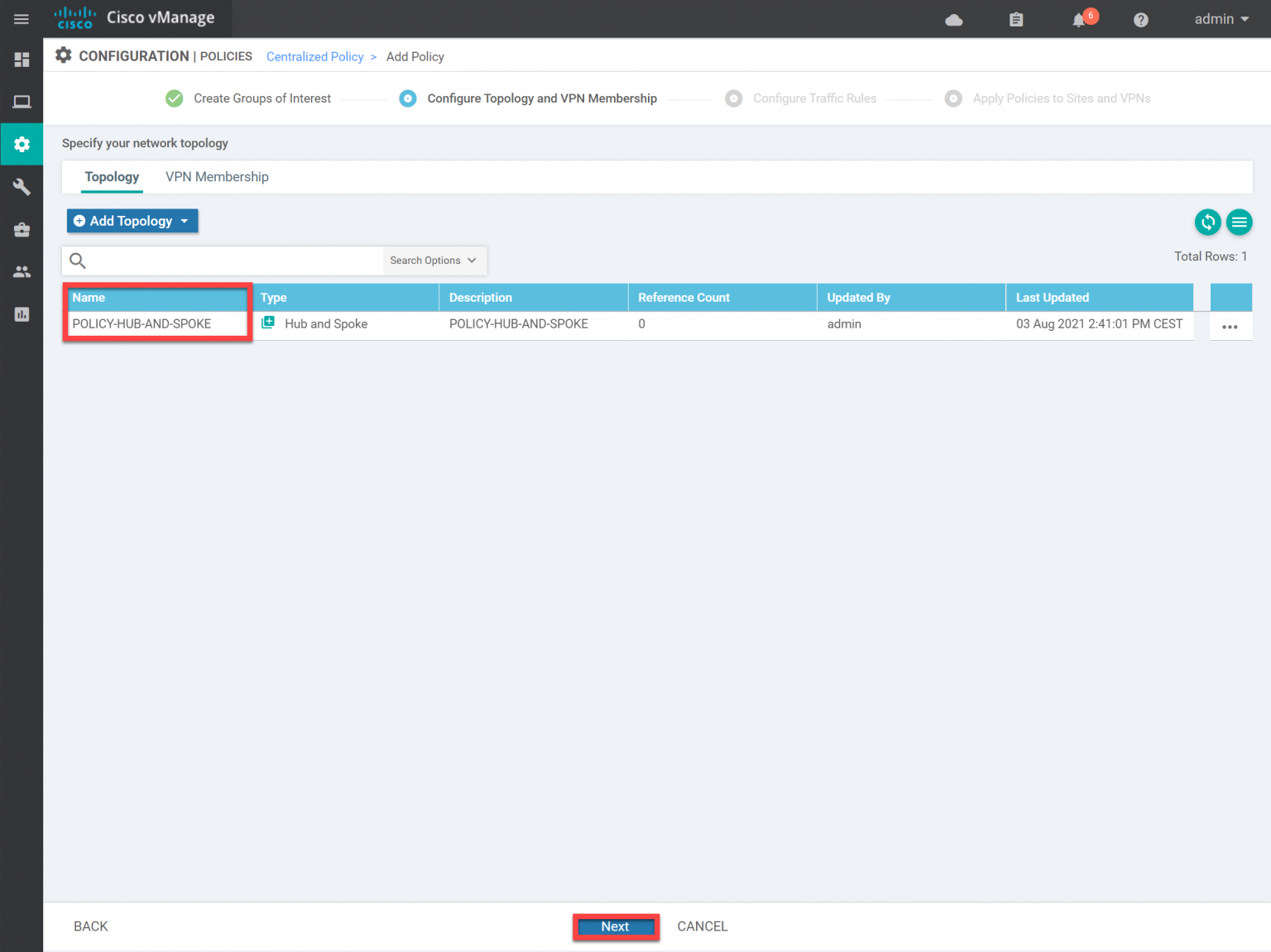 Cisco SD-WAN Hub and Spoke Topology