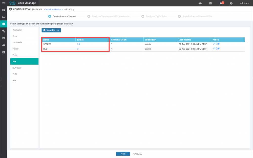 Cisco SD-WAN Hub and Spoke Topology