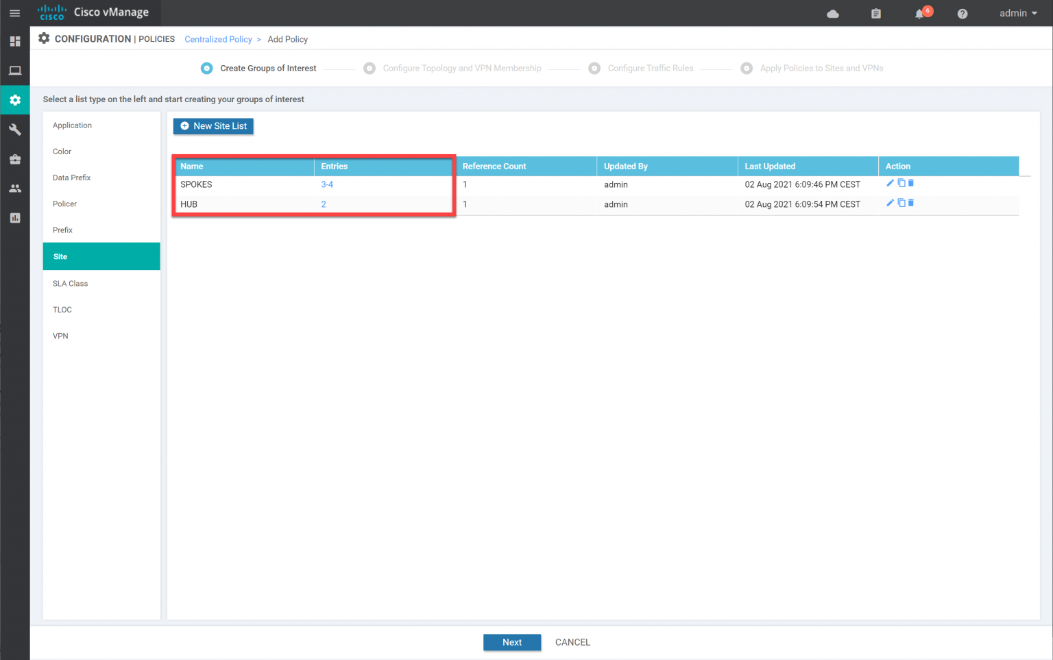 Cisco SD-WAN Hub and Spoke Topology